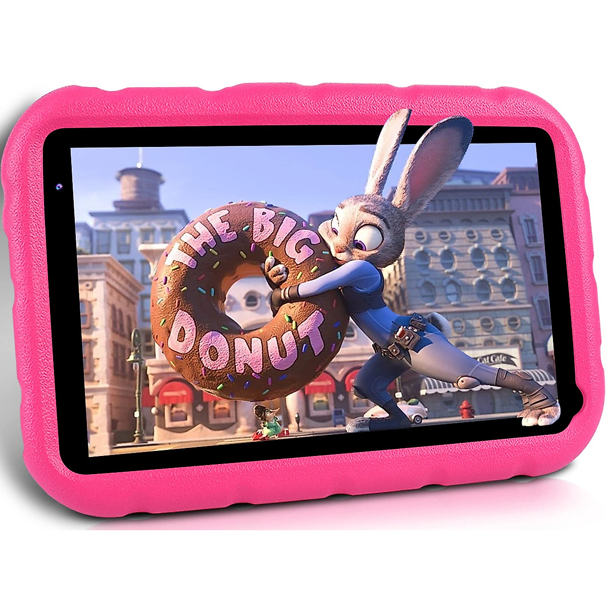 Oangcc Android Kids Tablet 7 inch Toddler Tablets for Children, Quad-Core 2GB RAM 32GB ROM (TF 128G), Parental Control, Drop-proof Case, Kids Edition WiFi 6 Tablet (Pink)