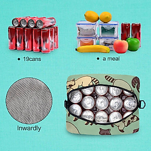 Glaphy Raccoon Cartoon Lunch Bag Insulated Lunch Box Tote Food Container Meal Prep Cooler Handbag