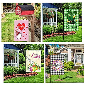 Yileqi Seasonal Garden Flags Set of 12 Double Sided Easter Spring Garden Flag, Small Yard Flag for Holiday Outdoor Decorations 12.5x18 Inch, with Free Anti-Wind Clip and Stopper