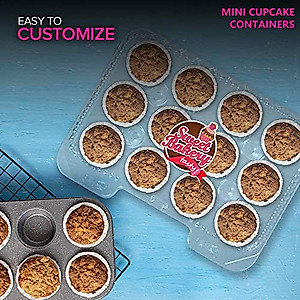 Stock Your Home Mini Disposable Plastic Cupcake Containers (20 Pack) 12 - Count Tray Compartment, Small or Mini Cupcakes Box/Holder/Carrier with Clear Connected Dome Lid, BPA Free