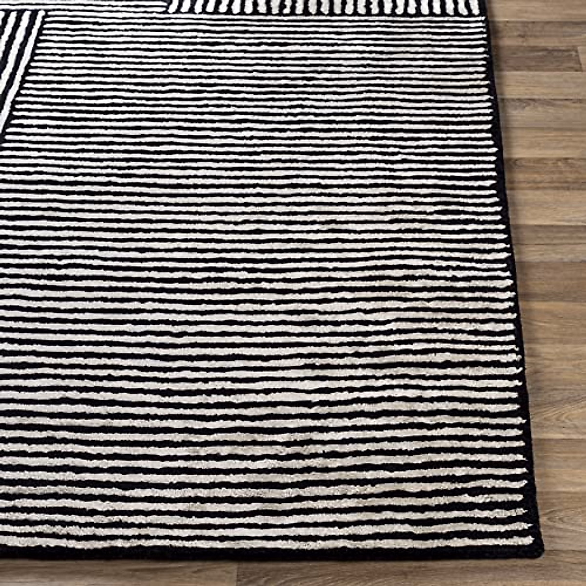 Mark&Day Area Rugs, 9x13 Lieveren Modern Black Area Rug Black White Carpet for Living Room, Bedroom or Kitchen (9' x 13')