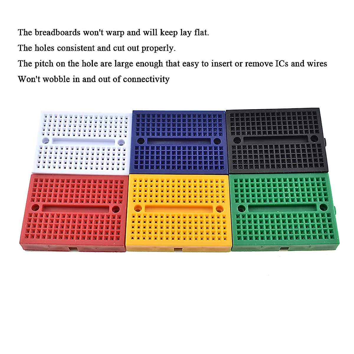 Hahiyo PCB Board Breadborad 170 Point Solderless Lay Flat Large Pitch Hole Firmly Hold Pin Snug Insert No Warp Wobble Springy Contact Point Adhesive Back for Proto Shield Electronics Blocks 6pcs