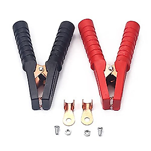Heyiarbeit 2Pcs 300A Heavy-Duty Insulated Alligator Clips Battery Electrical Test Clips for Car Auto Vehicle Boat, Red and Black