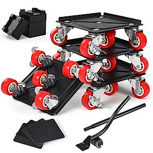 Heavy Duty Furniture Movers with Wheels and Moving Dolly, Includes Furniture Lifter Jacks Tool Set, Gliders, Sliders, 5 Rollers Casters Cart. Easily Move Furniture, Piano, Equipment