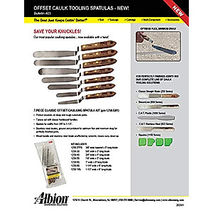 Albion Engineering 1258-G01 7-Piece Classic Offset Caulk Tooling Spatula Set, Stainless Steel with Hardwood Handle