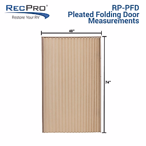 RecPro RV Pleated Folding Door 36" x 75" | Camper Folding Door | Fifth Wheel Folding Door Tan
