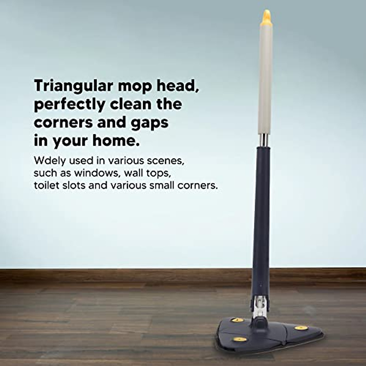 Extendable Triangle Mop, 360 Rotatable Adjustable Cleaning Mop Wall Mop Wall Cleaner Wall Scrubber for Home Bathtub Floor Wall