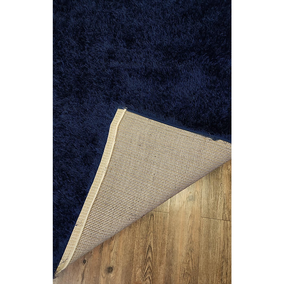 Brilliant Shag Navy Rug - Indoor Home Living Room Carpet, Size: 7'6" x 10'3", Soft, Plush Rug