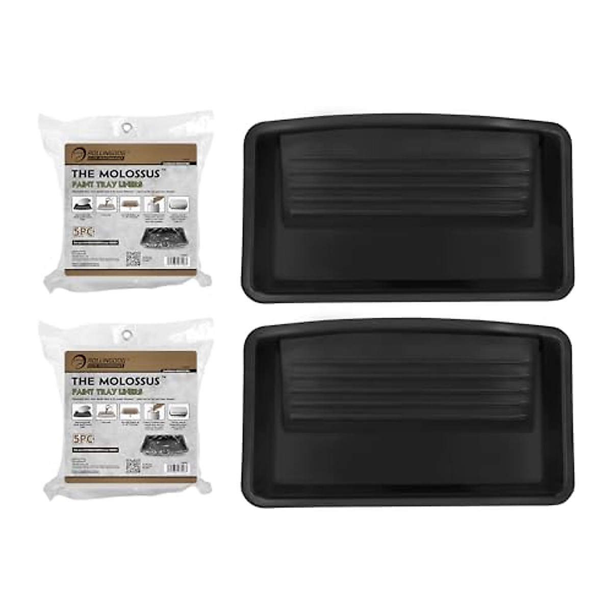 ROLLINGDOG 18 Inch Paint Tray-Large Paint Trays (Pack of 2) & Disposable Paint Tray Liners (Pack of 10)