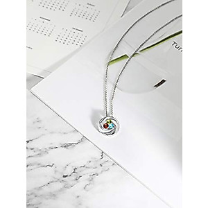 Gem Stone King 925 Sterling Silver Round Birthstones Circle Build Your Own Circle Pendant Necklace For Women With 18 Inch Chain