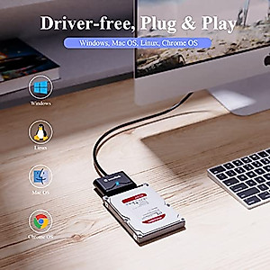 WAVLINK USB 3.0 to SATA Adapter Cable, External SATA III Hard Drive Connector for 2.5'' SSD/HDD & 3.5" HDD Data Transfer, Support UASP, Trim and S.M.A.R.T. with 3 mins Auto-Sleep, Max 18TB