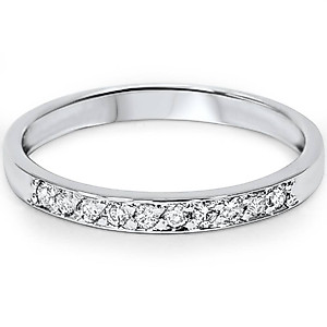 P3 POMPEII3 1/4ct Diamond Stackable Wedding Ring 14K White Gold - Size 4.5