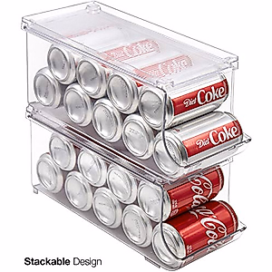 Sorbus Soda Can Organizer and Canned Food Bin Stackable Dispenser with Lid for Refrigerator, Pantry, Freezer – Holds 9 Cans, BPA-Free, Clear Design (2)