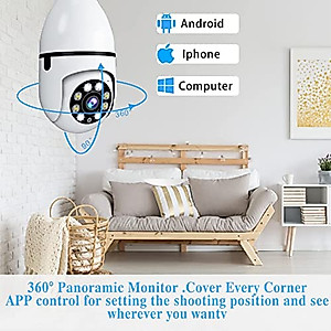 Light Bulb Security Camera,2.4G&5G Light Bulb Camera，355°PTZ &Night Vision & Motion Detection Light Socket Camera