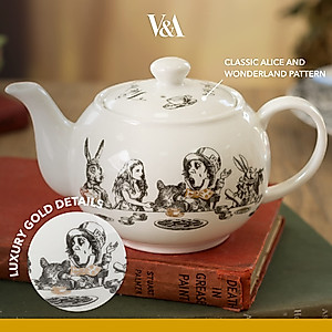 V&A Alice in Wonderland Mini Teapot, 450 ml, White