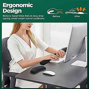 Gimars Upgrade 20 inch Foldable Wrist Rest for Computer Keyboard, Enlongated Superfine Fabric Gel Memory Foam Keyboard Wrist Rest Set, Ergonomic Design for Typing Pain Relief, Computer, Office & Home