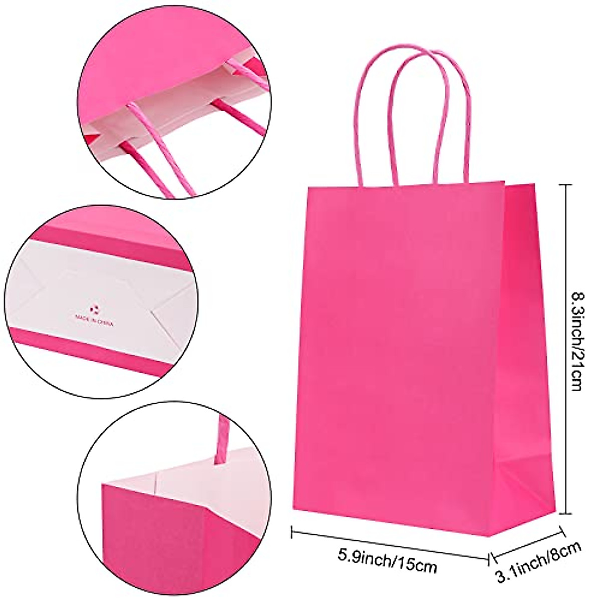 40 Pieces Kraft Paper Party Favor Bags, 10 Colors Small Gift Bags Bulk with Handles,Goodie Bags for Kids Party, Celebrations, Baby Shower, Birthday, Crafts and Party Supplies