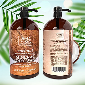 Dead Sea Collection Coconut Body Wash for Women and Men - with Dead Sea Minerals and Coconut Oil - Cleanses and Moisturizes Skin - Pack of 2 (67.6 fl. oz)