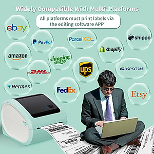 ASprink Bluetooth Thermal Label Printer 4X6 - Wireless Shipping Label Printer for Small Business Packages - Thermal Label Printer Bluetooth, Shipping Label Printer Compatible with iPhone, USPS, Amazon