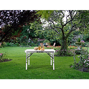 WGOS Card Table, Small Table, Folding Table, Adjustable 3-Level Heights Folding Camping Table with Mesh Holders, Lightweight Aluminum with Carry Handle, for Outdoor, Indoor, Picnic, Beach (Small)