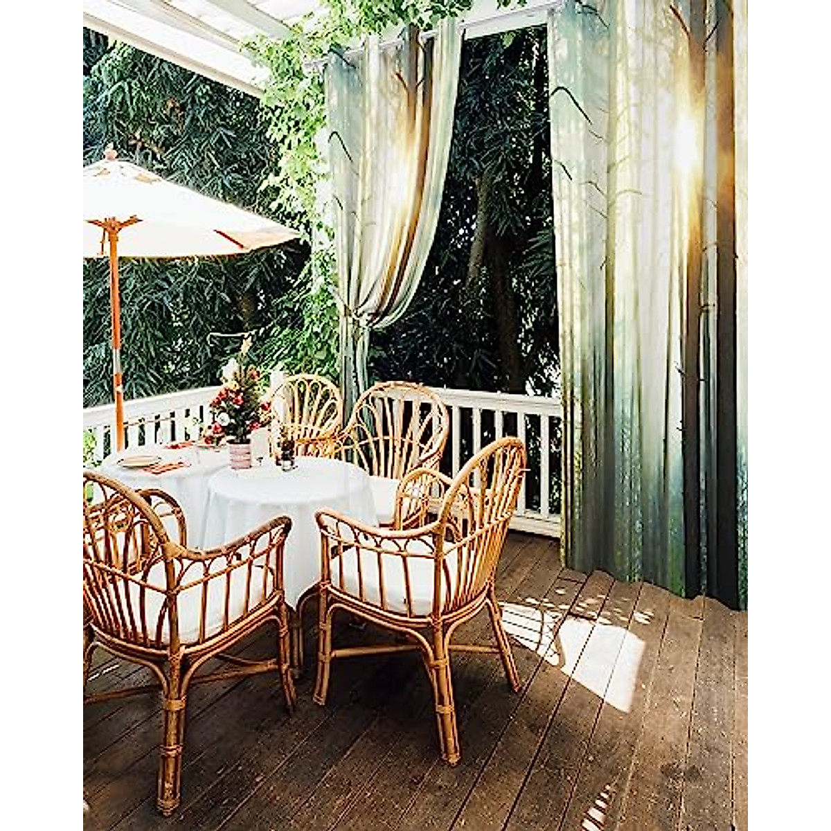 HERBED Outdoor Curtains for Patio 1 Panel Mysterious Forest Under The Sun Waterproof Privacy Outside Curtain Sun Blocking Grommet Blackout Drapes for Porch Gazebo Pergolas Balcony 52x84 Inch