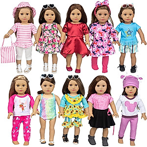 BDDOLL 23 Pcs 18 Inch Girl Doll Clothes and Accessories for 18 Inch Doll Dress with Our Generation Dolls Including 10 Complete Sets of Clothing Outfits