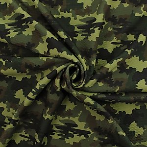 Green Camo Printed Liverpool Bullet Fabric Textured Knit 4 Way Stretch - 1 Yard