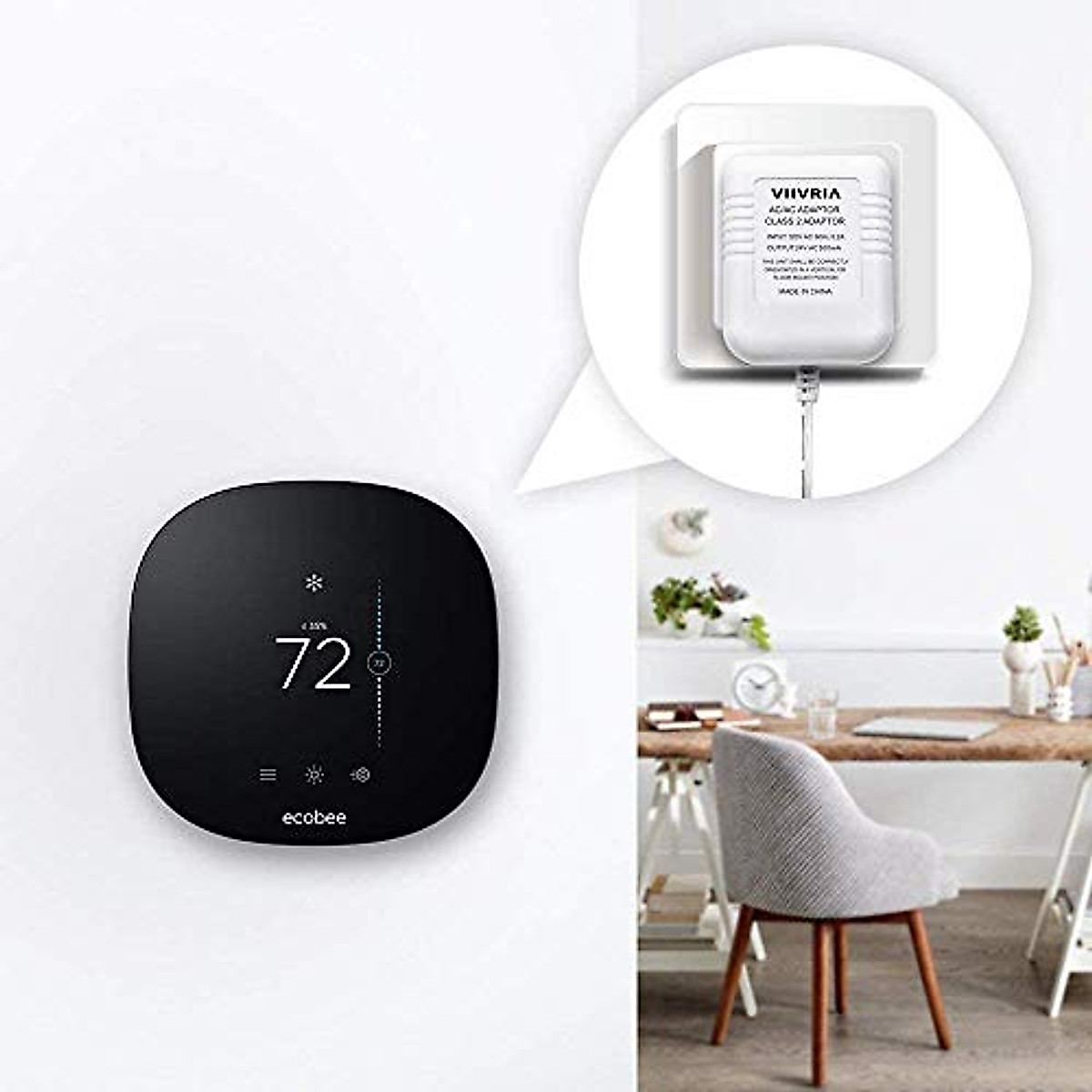 24 Volt Transformer, C Wire Adapter Thermostat, Competible with All Versions of Ring Doorbell and Thermostat for Nest Ecobee, Sensi and Honeywell, 315" Long Cable 24V Transformer