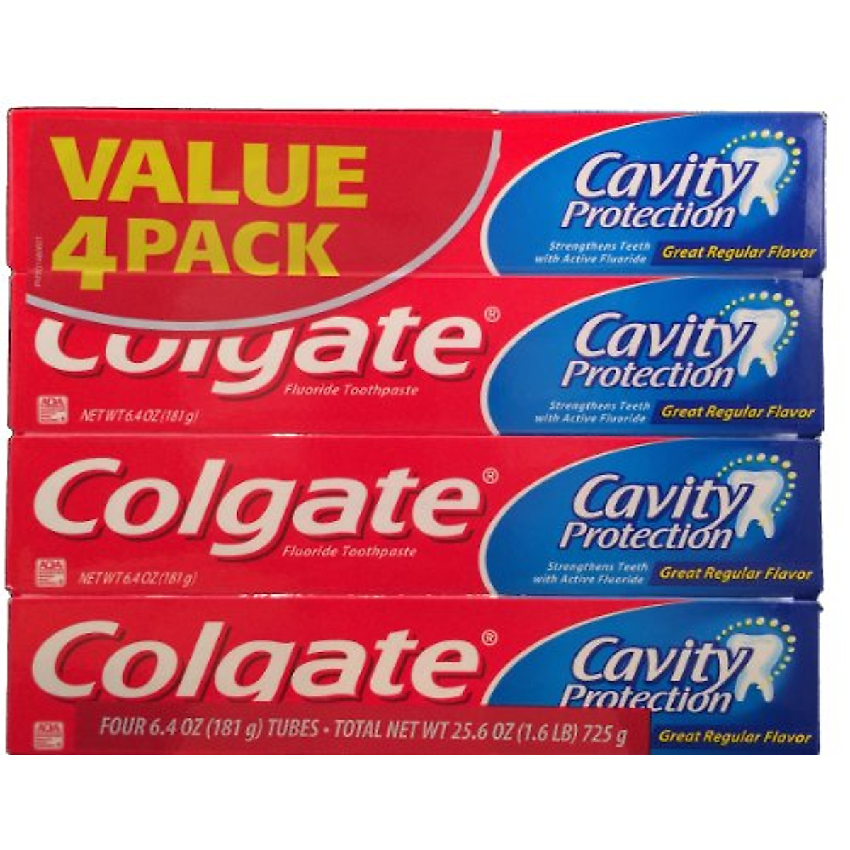 Colgate Cavity Protection Fluoride Toothpaste, Regular Flavor, 6 Oz (4 Pack)