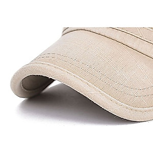 QZUnique Unisex Fitted Flat Top Cap Solid Brim Army Cadet Style Military Hat with Adjustable Strap