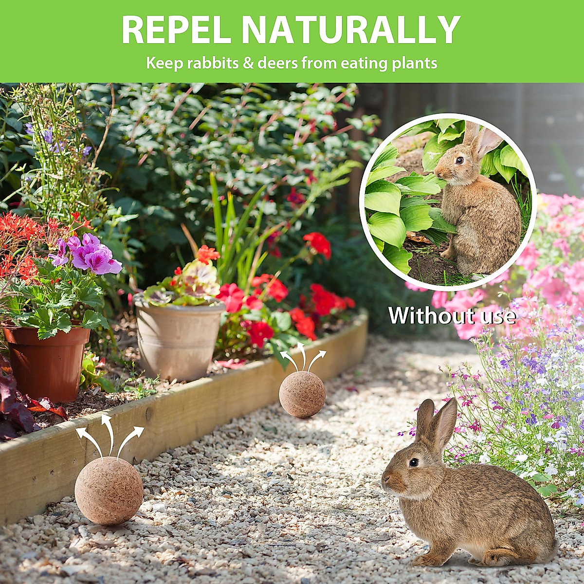 Homsor Rabbit Repellent Outdoor 10 Pack Peppermint Oil Deer Rabbit Away Repellent Balls Pet Safe Bunny Rabbit Deterrent for Garden Yard Lawn to Keep Rabbits Deers from Eating Plants