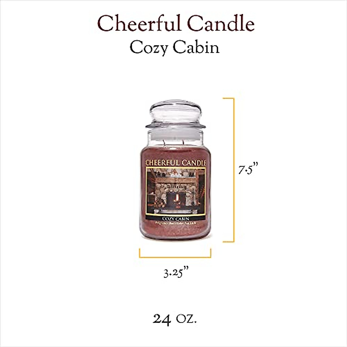 A Cheerful Giver - Cozy Cabin Scented Glass Jar Candle (24 oz) with Lid & True to Life Fragrance Made in USA