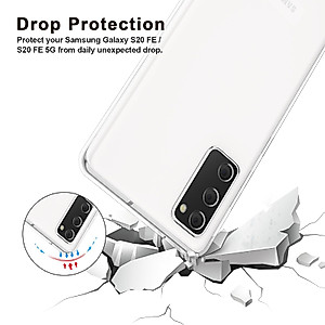 Amzpas 2 Pack for Samsung Galaxy S20 FE Case, [Anti-Yellowing] Transparent Shockproof Protective Bumpers Phone Cases for Samsung Galaxy S20 FE, S20 FE 5G 6.5 Inch (Clear/Clear)