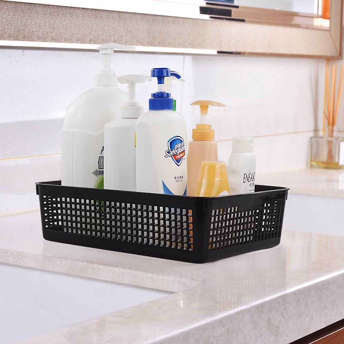 Hommp 6-Pack Plastic Paper Storage Baskets Trays, Black A4 Storage Basket