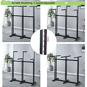 FKKPRVAX Floor Standing Metal Garment Rack - Heavy Retail Display Racks With Wheels, 6 Arms Clothing Rack, Square Tubing Portable Shirt Rack, Merchandise Display RackFor Hanging Clothes (Gold)