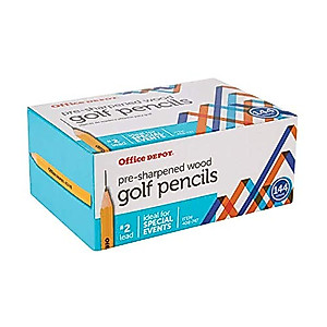 Office Depot® Brand Golf Pencils, Medium Point, Yellow, Pack of 144