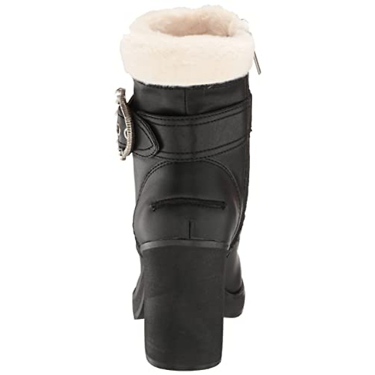 Karl Lagerfeld Paris Women's Dottie Fur Lace Up Boot Ankle, Black/Natural, 9