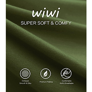 WiWi Viscose from Bamboo Pajamas Set for Women Short Sleeve Loungewear 2 Piece Outfit Long Pants Jogger Sets S-XXL, Dark Army Green, Medium