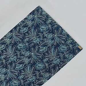 The Cozy Creations Hand Block Print Fabric by 5 Yard - PRECUT 5 Yard 44 Inch Width - 100% Cotton Material - Indigo Blue & White Floral Pattern - Light Weight Indian Cloth for Making Summer Dress