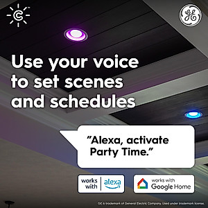 GE CYNC Smart LED Light Bulbs, Color Changing Lights, Bluetooth and Wi-Fi Lights, Works with Alexa and Google Home, BR30 Indoor Floodlight Bulbs (2 Pack)