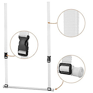 Amyhill 2 Pack Double Hanging Closet Rod Extender Width and Height Adjustable Closet Hanging Rod Extension Organizer Space Saving Clothes Hanging Bar with 4 Pcs Nylon Bands for Closet Clothes Storage