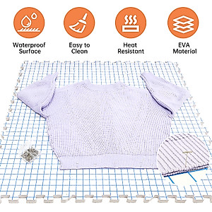 Blocking Mats for Knitting & Crochet Projects Crochet Blocking Board 9 Pack, Thickness 0.7 inches,150 T-Pins and 1 Storage Bag, Blocking Board for Crocheting Knitting Blocking Mats and Pins