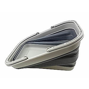 SAMMART 12L (3.17Gallon) Set of 2 Collapsible Tub with Handle - Portable Outdoor Picnic Basket/Crater - Foldable Shopping Bag - Space Saving Storage Container (Grey)