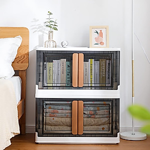 UrbanX Collapsible Storage Cabinet- Versatile and Easy to Assemble Storage Solution for Home and Office- Storage Bins With Lids/Plastic Storage/Stackable- 19 Gal Folding Storage Box- White- 2 pieces