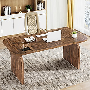 Tribesigns 63-inch Conference Room Table for 4-6 Person, Retro 5.2 ft Small Rectangle Meeting Room Table, Rustic Wood Seminar Table
