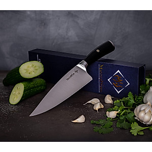 MasterWork Origin Series Chef Knife - 8 Inch Full Tang Blade - Forged High Carbon German Stainless Steel - Professional Ultra Sharp Kitchen Knife