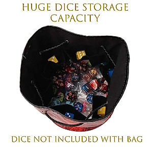 Grinning Gargoyle – Massive Dice Bag with 7 Pockets - 500 Die Capacity Die Pouch with 7 Pockets – Deluxe Dragon Skin Design with Eye (Red)