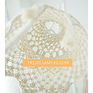 Amdermi Macrame Hanging Shelf Hanging Rope Shelf Indoor with Boho Lamp Shade Floating Square Shelves Decorative Shelf Table Holder Planter Display Rack Boho Home Decor. Ceiling Mount Rope Shelf