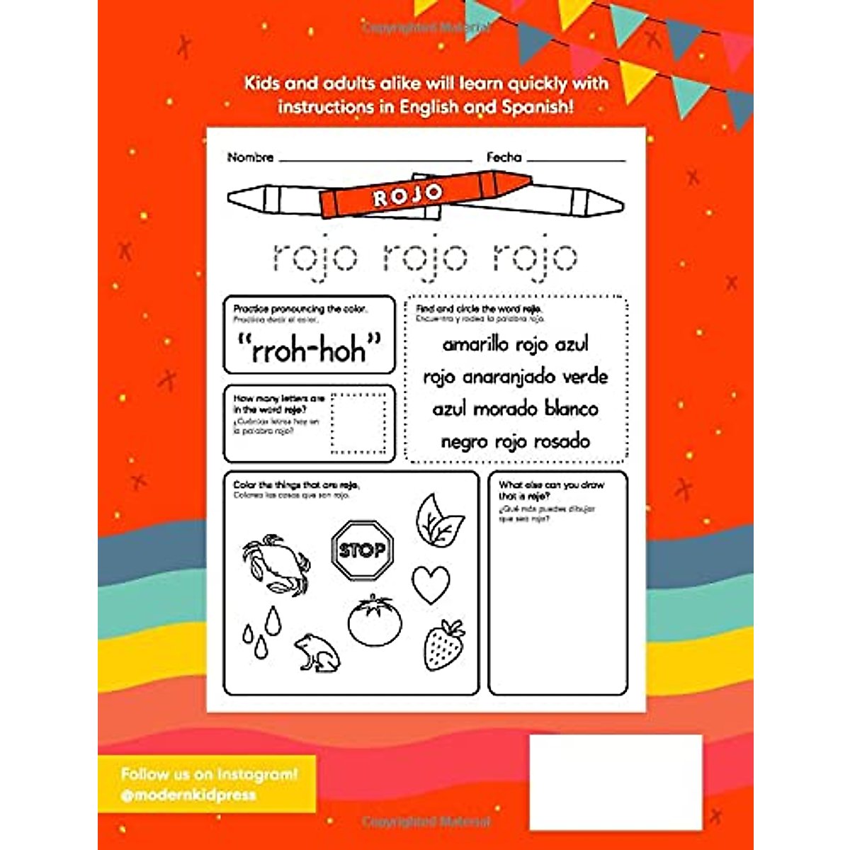 The Spanish Workbook for Kids: A Fun and Easy Beginner's Guide to Learning Spanish for Kids Grades K-5: Learn the Alphabet, Numbers, Colors, Shapes, Senses, Seasons and Other Essential Concepts