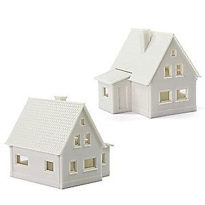 2 Sets N Scale 1:160 Model Blank Buildings Kit Unassembled House for Model Train Layout (B)